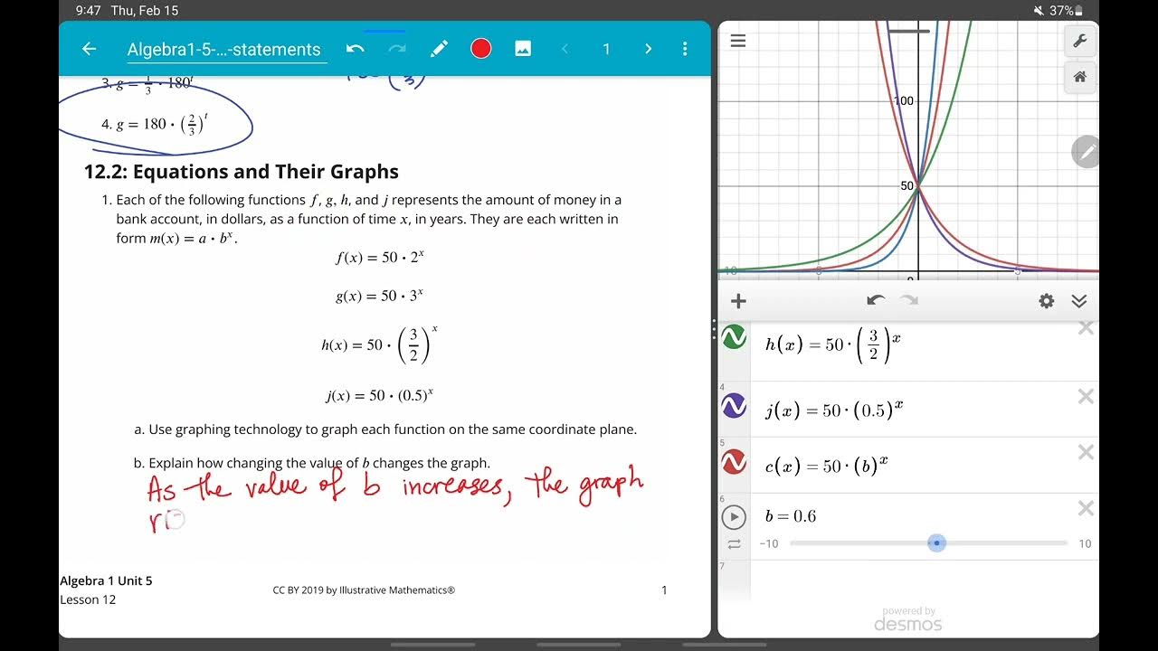 IM Algebra 1 Unit 5 Lesson 12 Activity 2 Question 1b - YouTube
