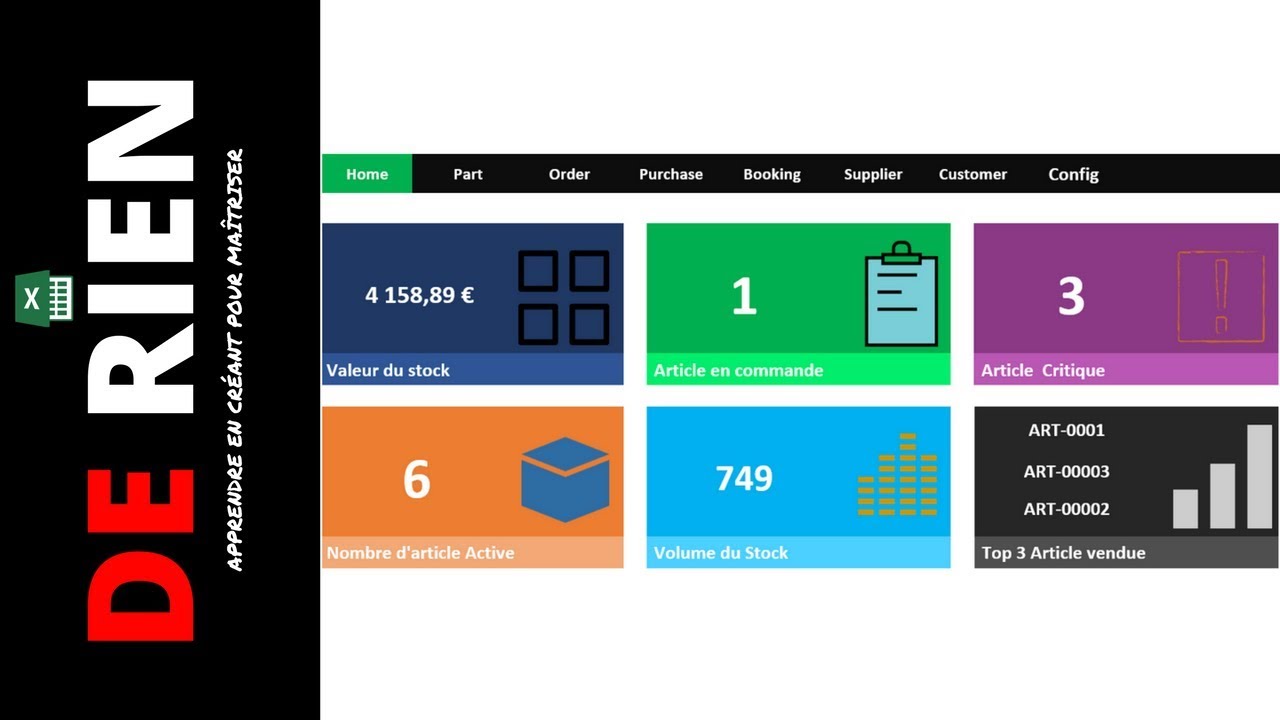 #1 Comment créer une gestion des stock sur Excel | Cours Excel -DE RIEN ...