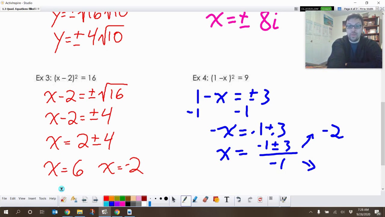 Sec 2-2 Solving Quadratic Equations - PreCalculus - YouTube