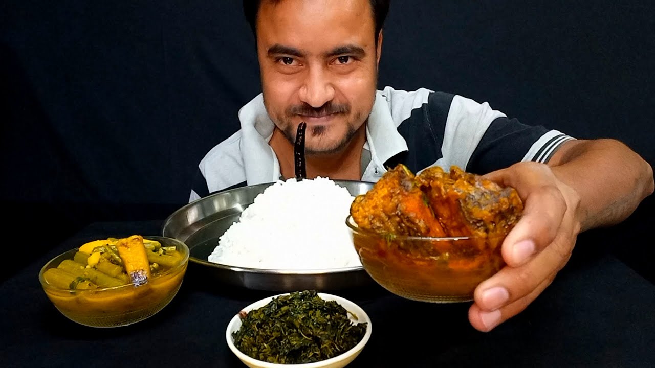 Today Eating Mix Vegetable Sabji Sag Fry Fish Curry Rice | Ram Eating ...