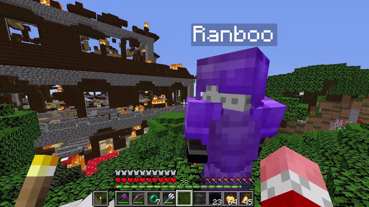 Technoblade and Ranboo burning down a mansion | Dream SMP - YouTube