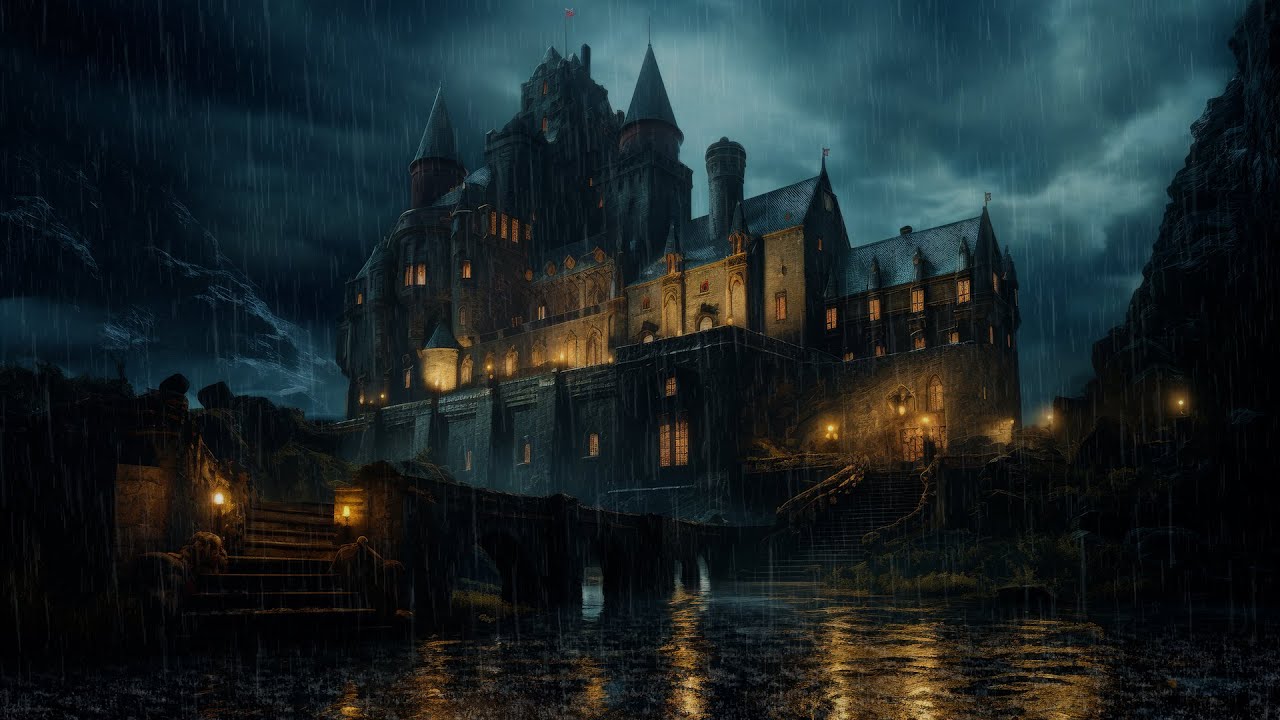 Beat insomnia and Relax Mind with Rain and Thunder in Calm Night Castle ...