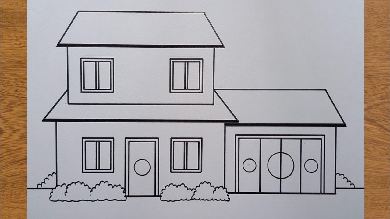 How to Draw a Level House || Very Easy and Simple - Drawing a House For ...