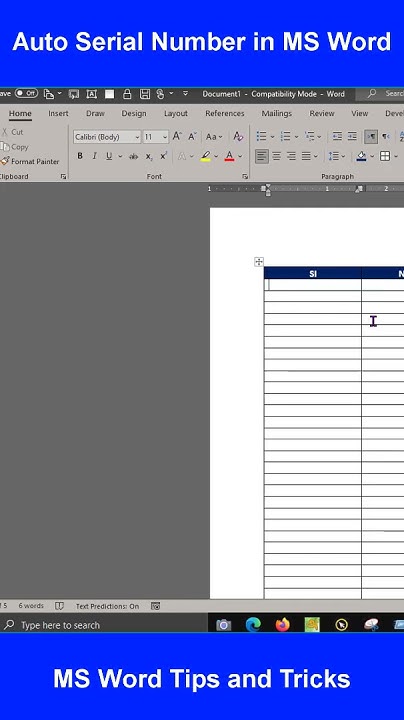 Auto Serial Number in MS Word 👌 - YouTube