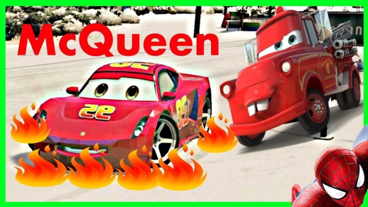 Colors McQueen in Train Trouble! Cars for Kids Spiderman Cartoon ...