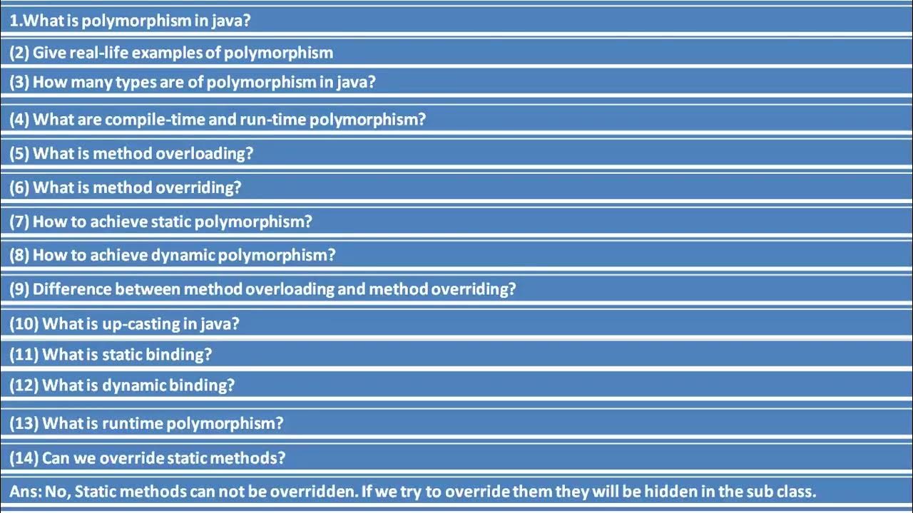 Interview Question On Polymorphism In Java Youtube