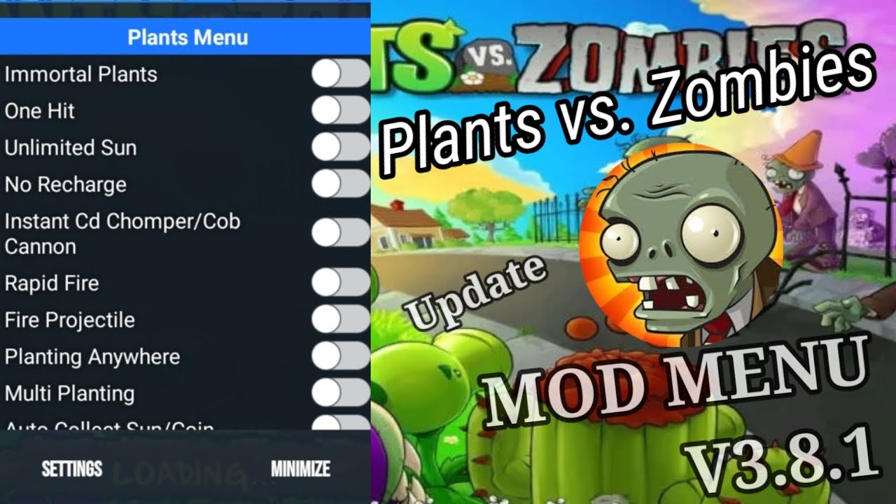 Plants vs. Zombies MOD Menu, Unlimited Suns/Onehit 3.8.1 Update - YouTube