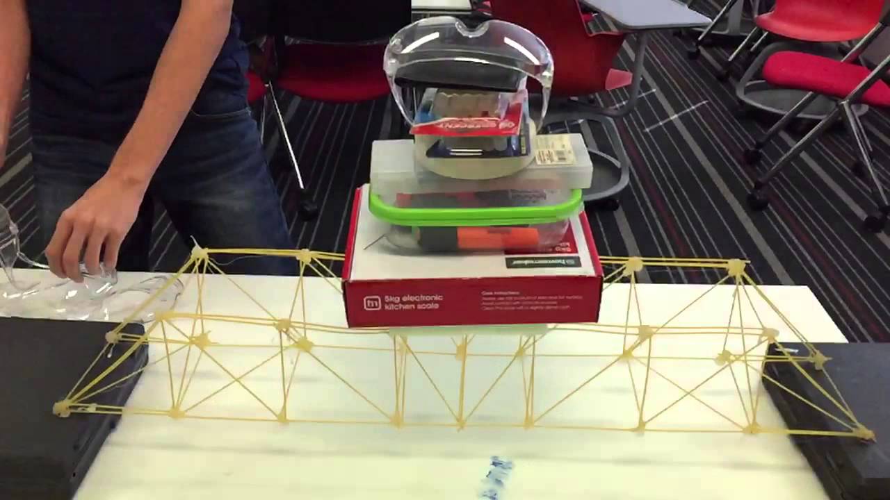 Spaghetti Truss Bridge (Reinforced) - Trial #3 from higher angle - YouTube