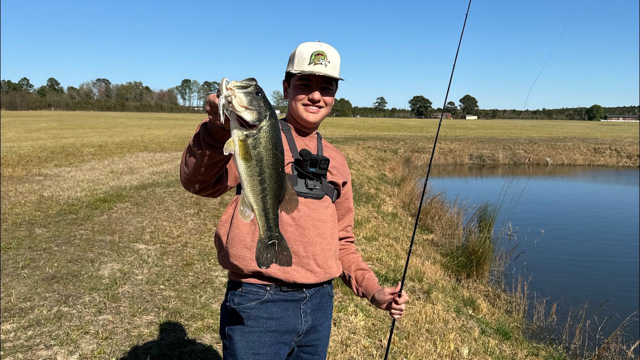 Catching BIG Bass In A Farm Pond - YouTube