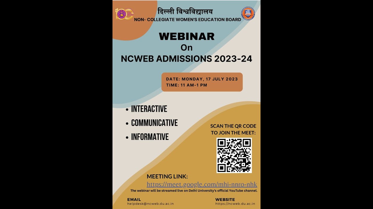 Webinar on NCWEB Admissions 2023-24 - YouTube
