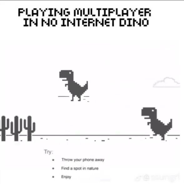 Playing Multiplayer in no internet dino game - YouTube