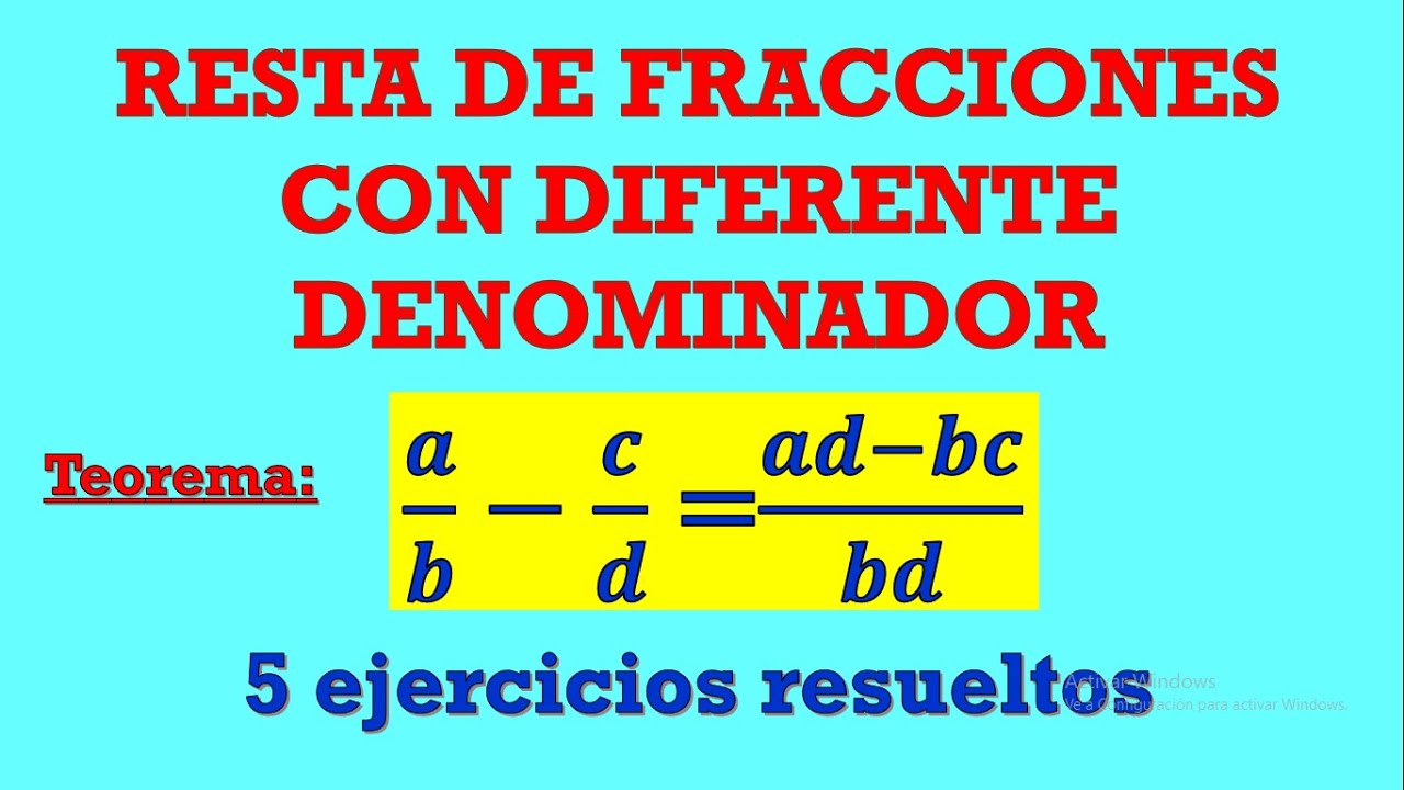 RESTA DE FRACCIONES CON DIFERENTE DENOMINADOR - QUE ES UNA FRACCION - 5 ...