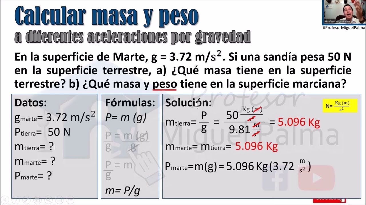 Cálculo de masa y peso a diferentes gravedades - YouTube