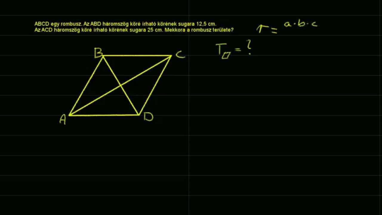 Rombusz területének meghatározása - YouTube