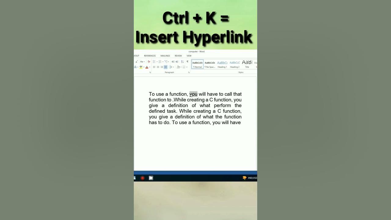 Ctrl + K = Insert Hyperlink⌨️💻#shorts #computer shortcut - YouTube