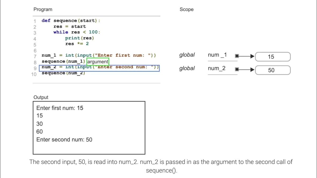 More global and local variables in a program with a function; ch 6 ...