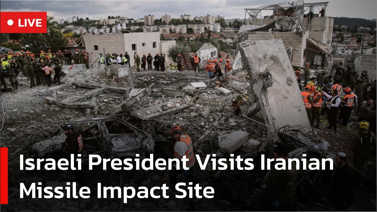 🔴LIVE: Israeli President Visits Aftermath of Iranian Missile Strike in ...