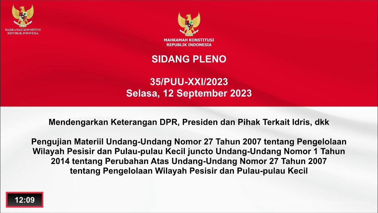 Sidang Perkara Nomor 35/PUU-XXI/2023. Selasa, 12 September 2023. - YouTube
