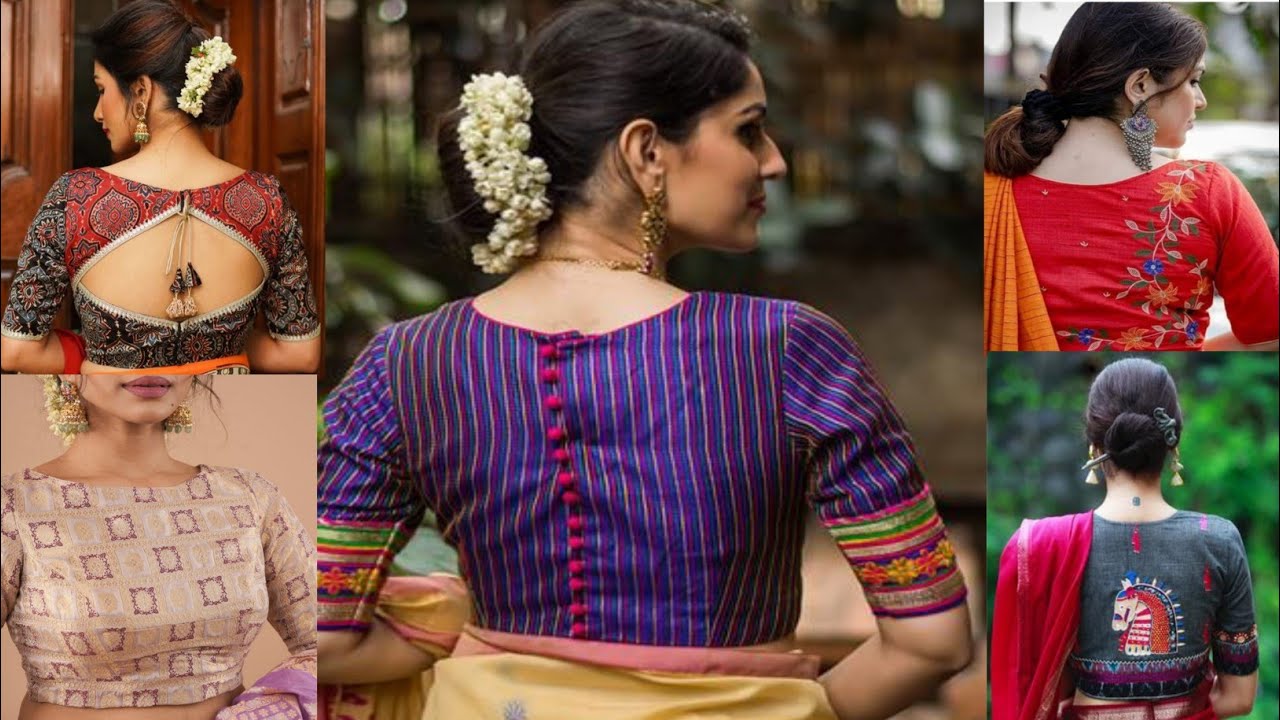 Boat Gala Blouse Back And Front Side Design Collections | Boat Neck ...