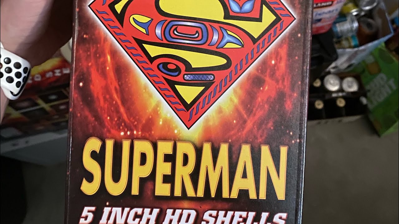 Superman 5 inch canister salute shell - YouTube