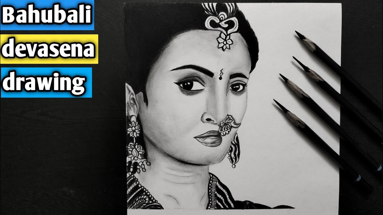 Bahubali devasena charcoal Portrait drawing | #AKSHITARTS - YouTube