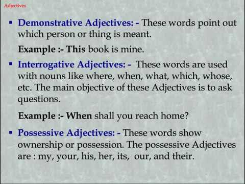 Adjectives and kinds of Adjective Class 7 English Grammar - YouTube