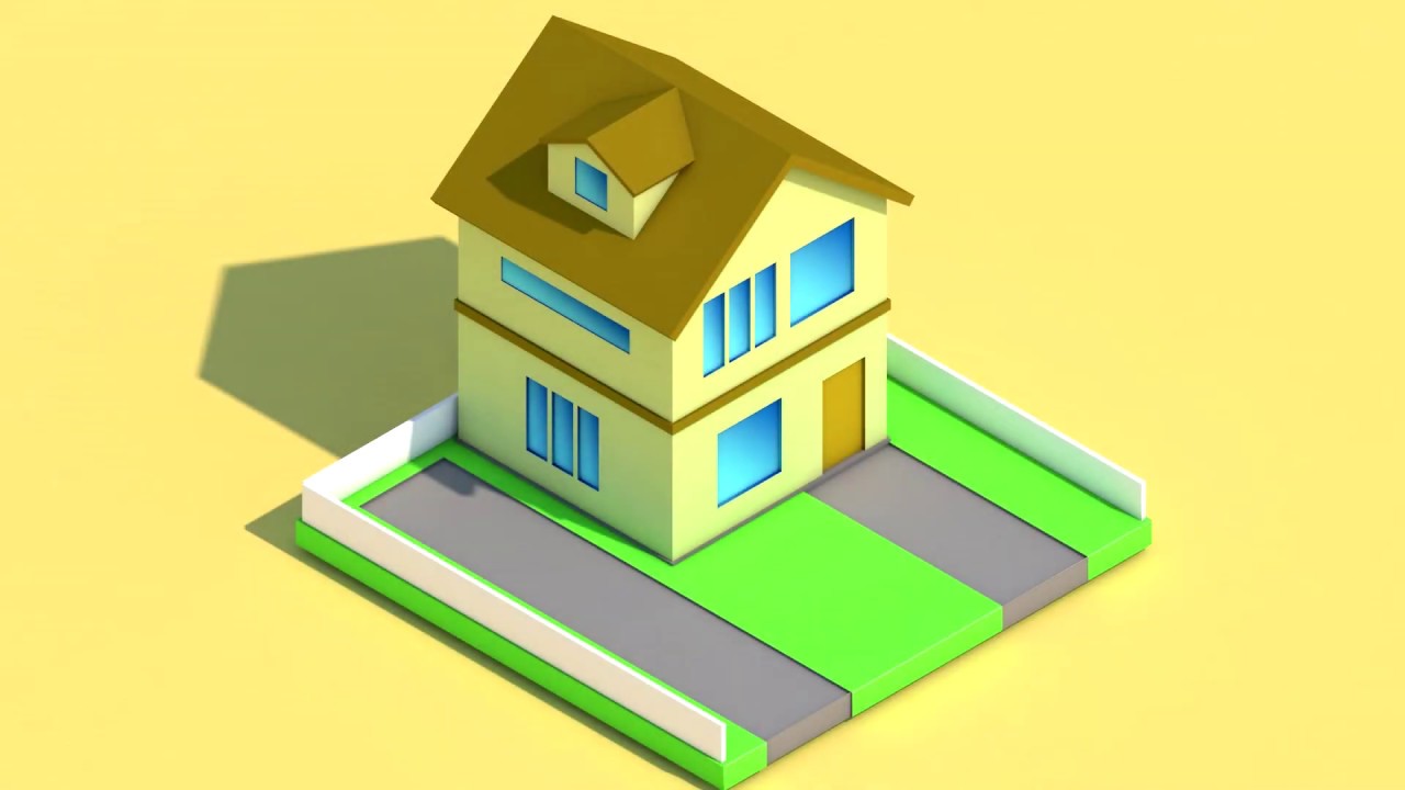 Very easy house in Cinema4D💥(Modeling 3D scene for beginners)💥Timelapse ...