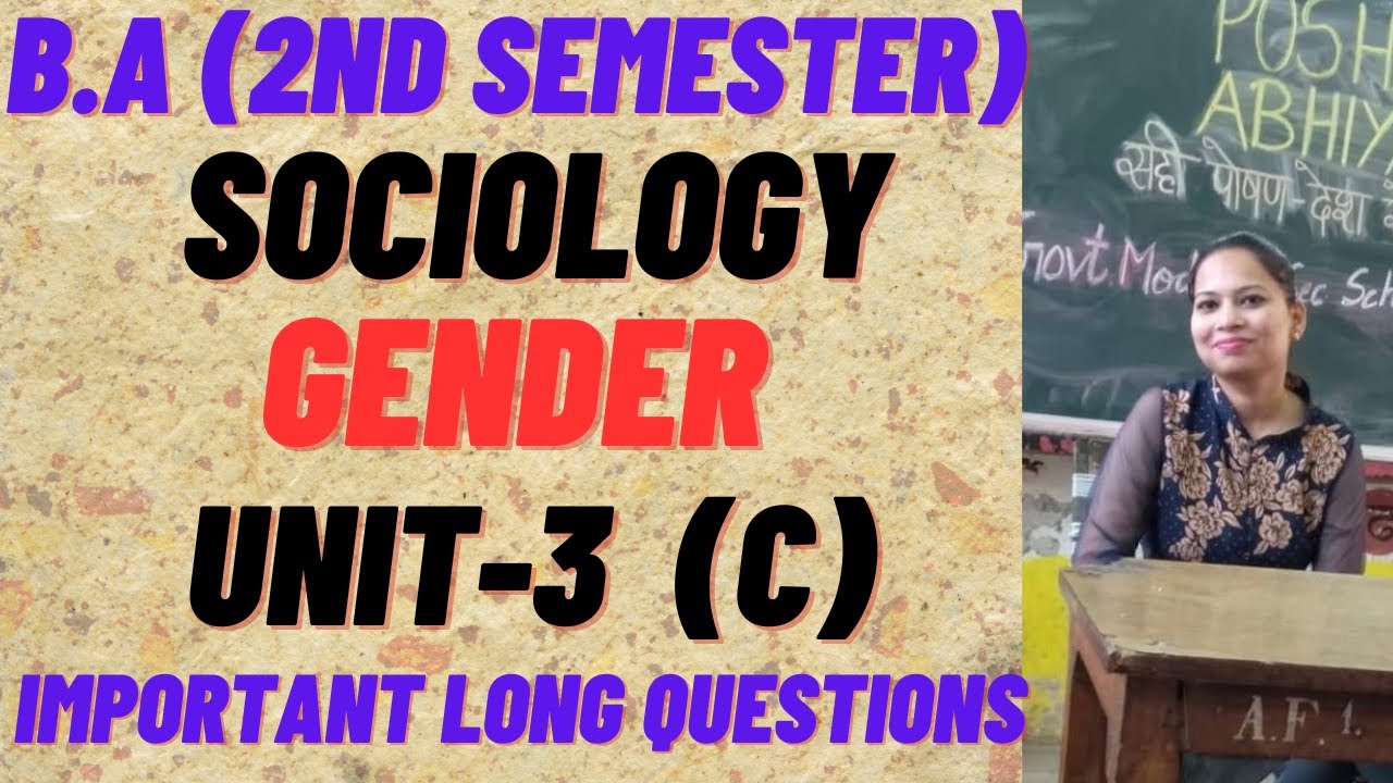 Sociology || Gender || B.A(2nd semester)unit-3 (c) written notes #pu # ...