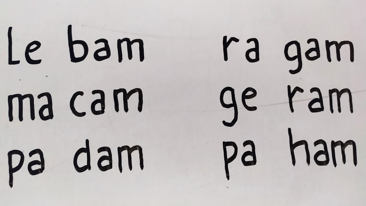 Belajar Membaca rangkaian tiga huruf berakhiran huruf m,lebam,ragam ...