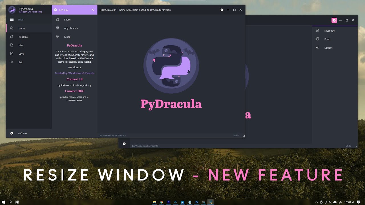 Pydracula V102 New Feature Resize Window Modern Gui Python Flat Style Qt Designer 3679