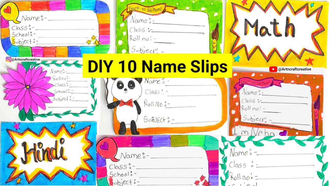 DlY Name Slip | Homemade book label sticker | DlY School Supply ...