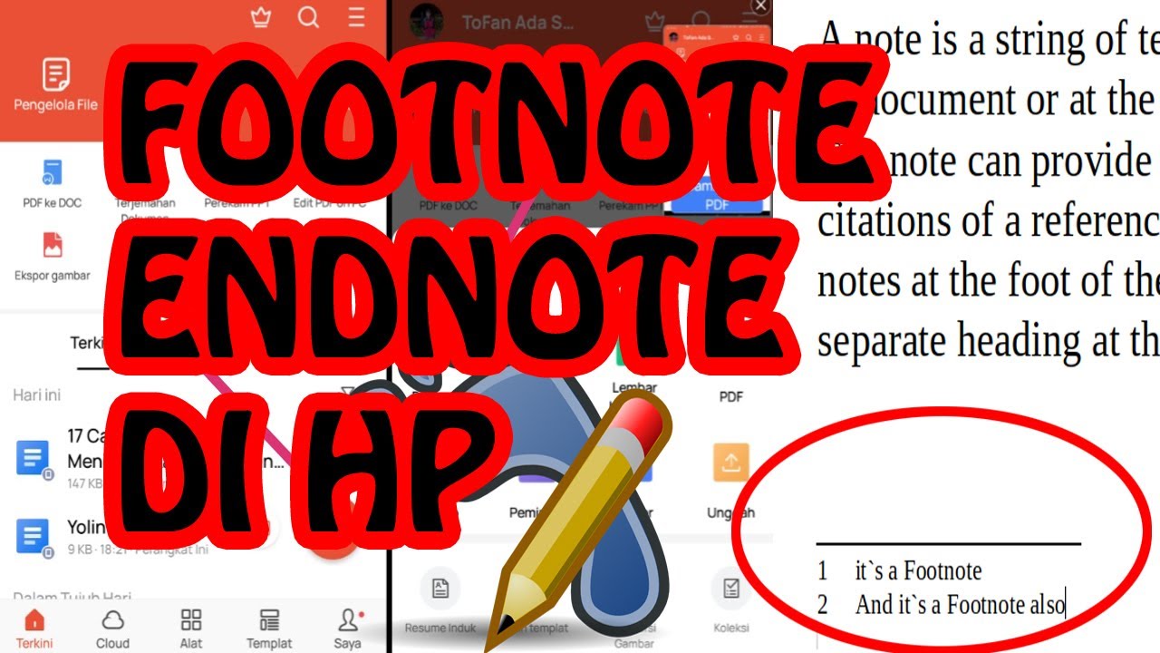 Cara Membuat FootNote dan EndNote di WPS Office HP - YouTube