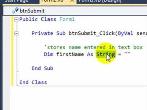 Visual Basic variables - YouTube