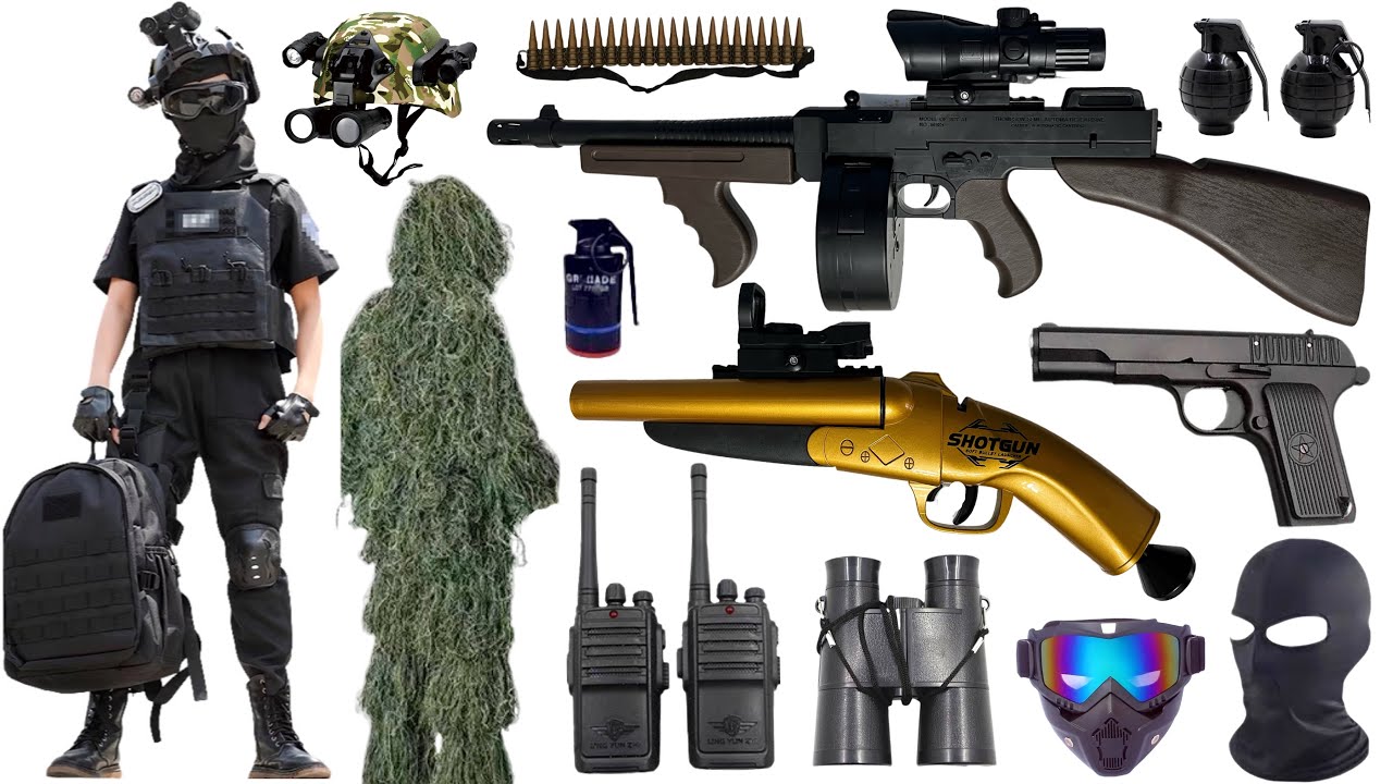 Special police weapon toy set unboxing, Thomson submachine gun, M870 ...