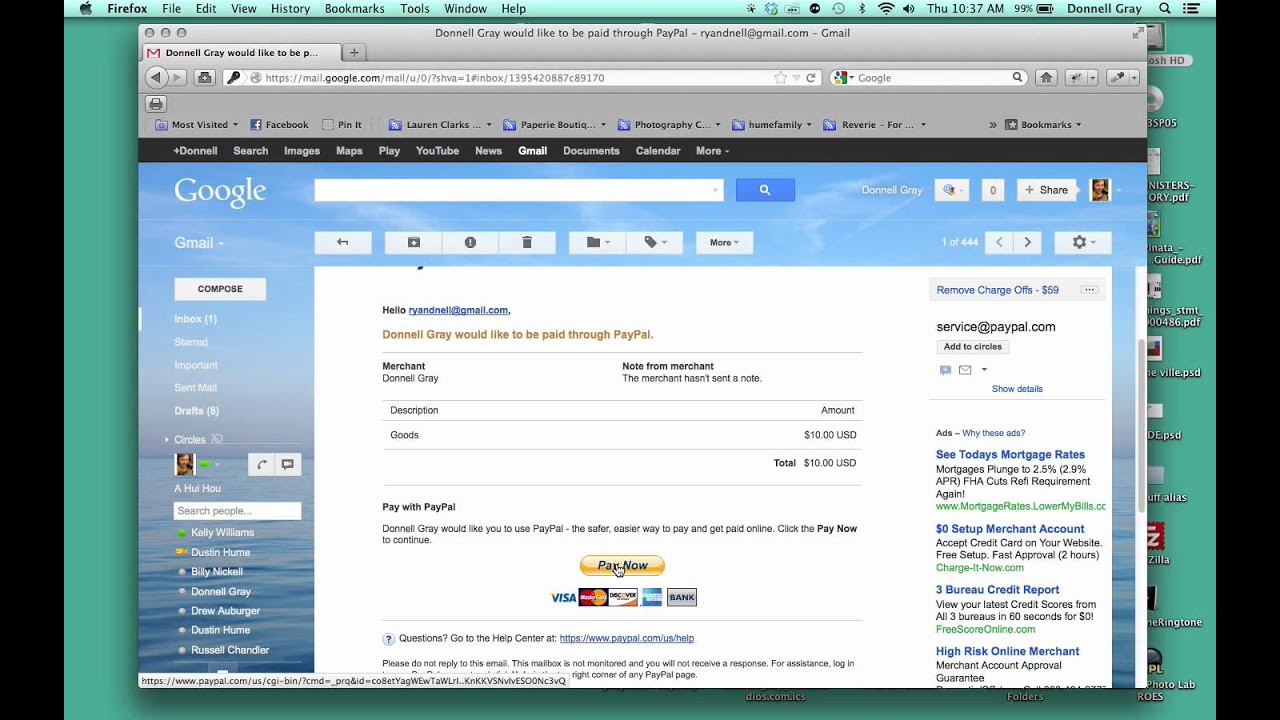 Paying with Paypal through Email - YouTube