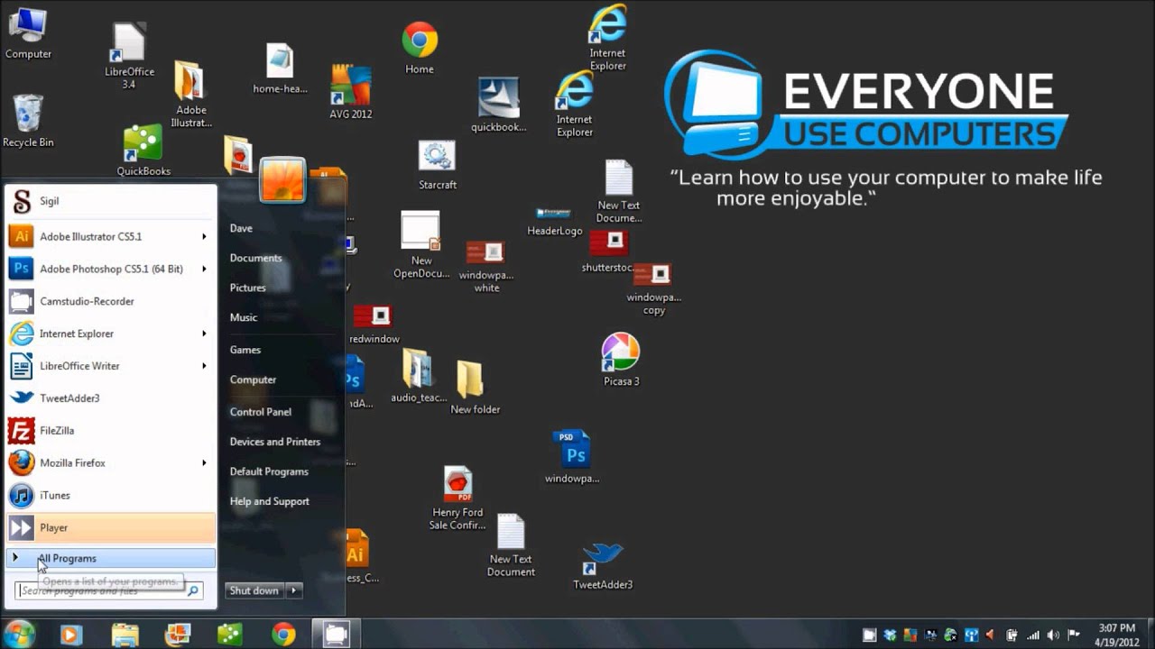 Organizing Desktop Icons - YouTube