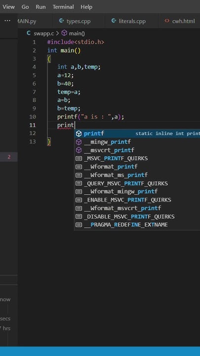 SWAPPING IN C - YouTube