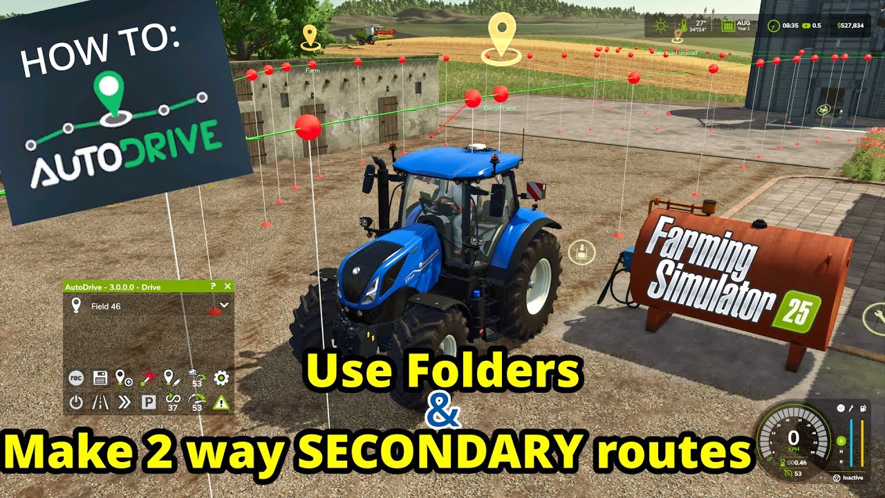 🟡 FS25 // AD Use Folders & make 2 way SECONDARY routes - YouTube