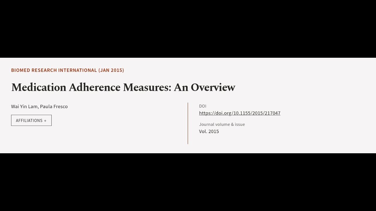 Medication Adherence Measures: An Overview | RTCL.TV - YouTube
