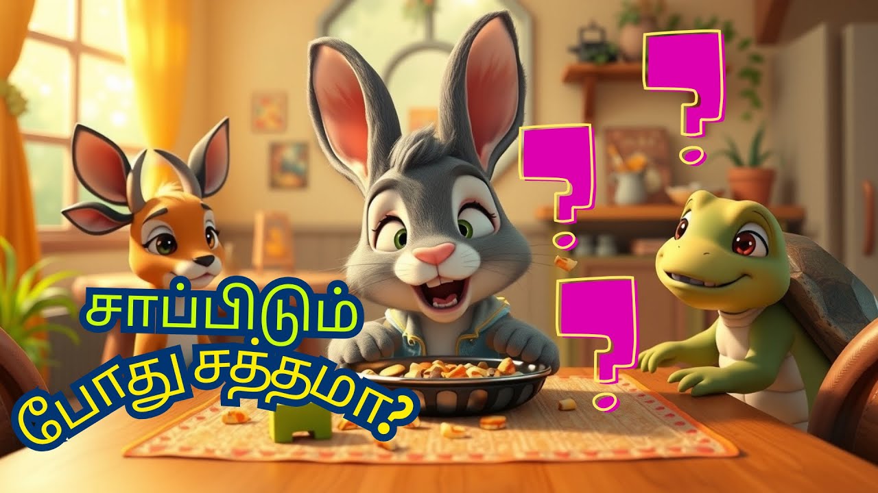 “மேஜை நாகரிகம் | Cute Rabbit Story in Tamil 🐰🍽️ | Kids Moral Story ...