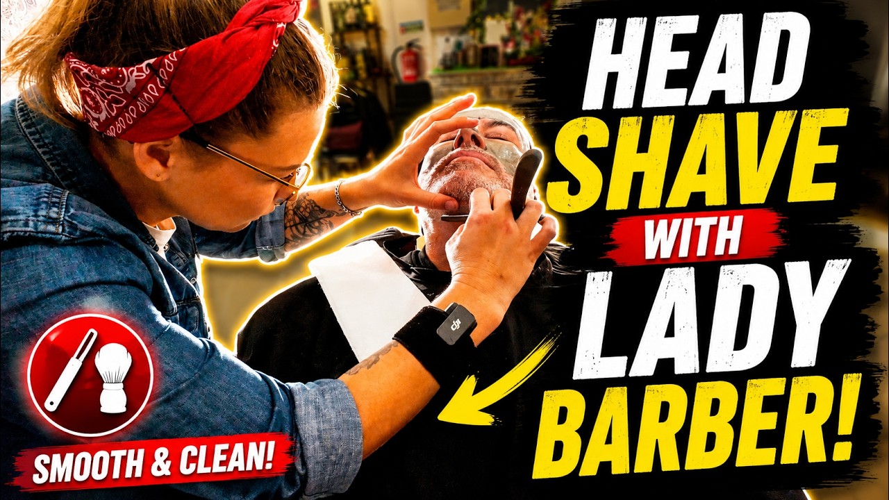 Head Shave, Beard Trim & Facial: A Grooming Session with Lady barber ...