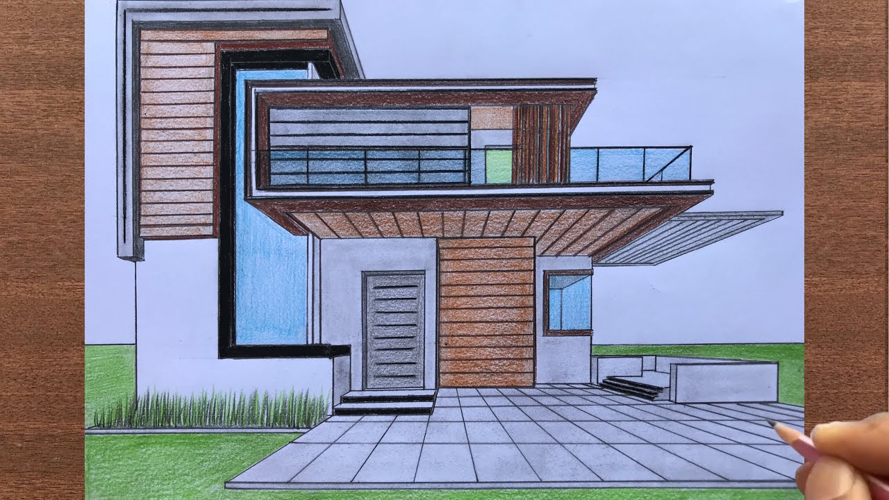 How to Draw a House in 1-Point Perspective - YouTube
