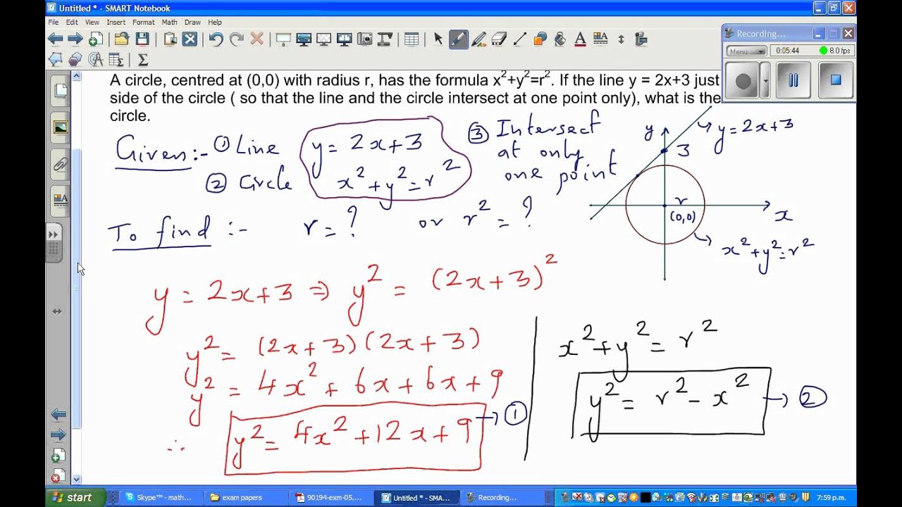 NCEA Level 2 Algebra Excellence question Finding the radius of a circle ...