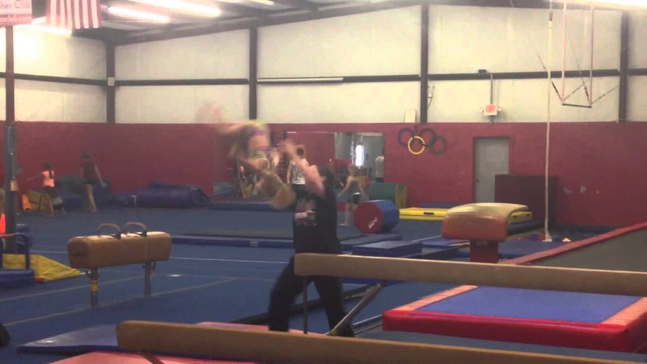 Gymnastics balance beam back tuck dismount - YouTube