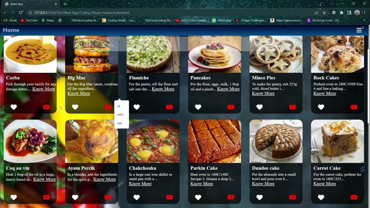 Meal App | Meal DB API | Vanilla JS Project - YouTube