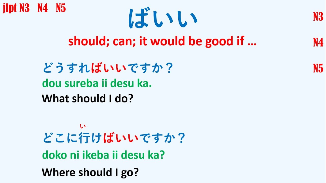 BAII - JLPT N3 N4 N5 (GRAMMAR) | " Should, Can, It would be good if ...