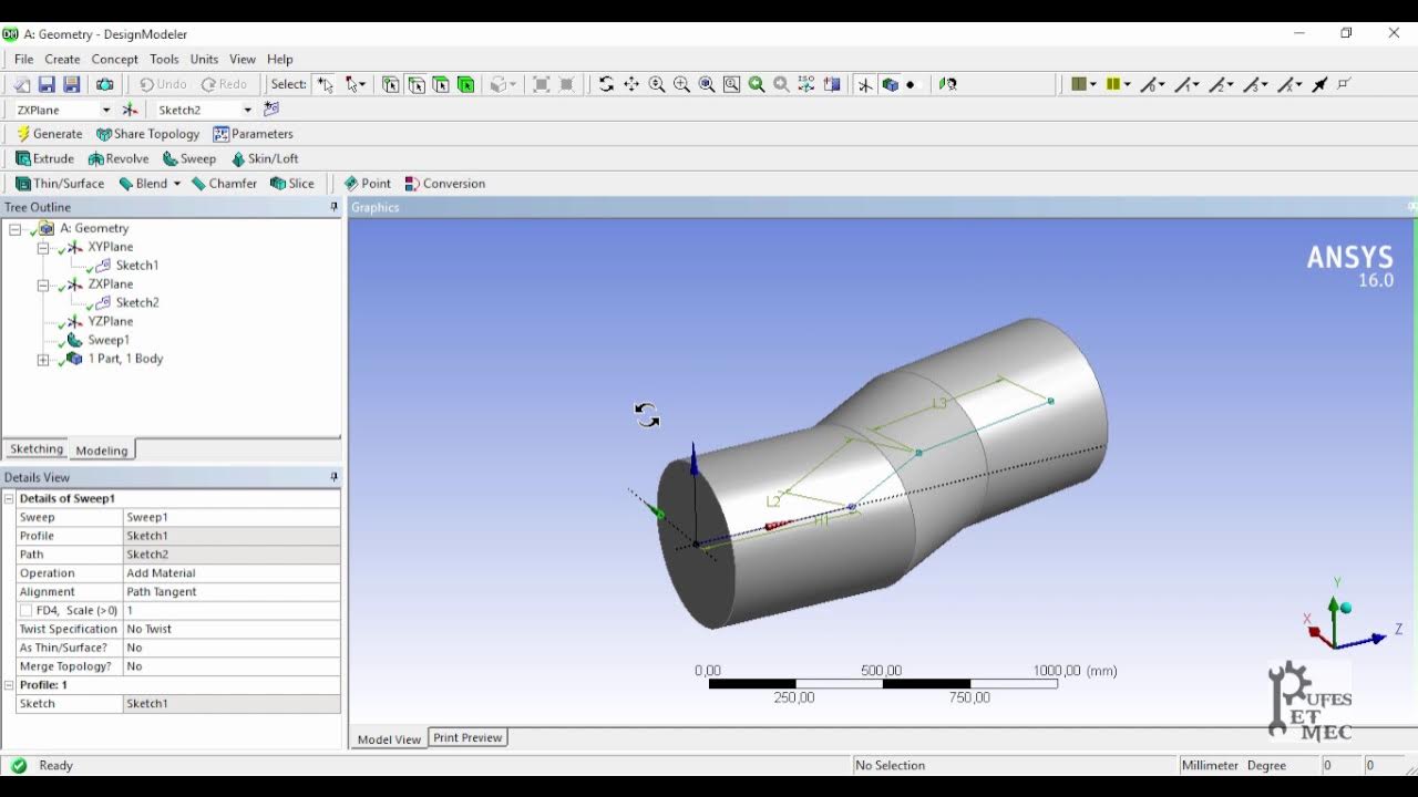 Aula 4 - ANSYS - Geometria - Sweep e Skin\Loft - YouTube