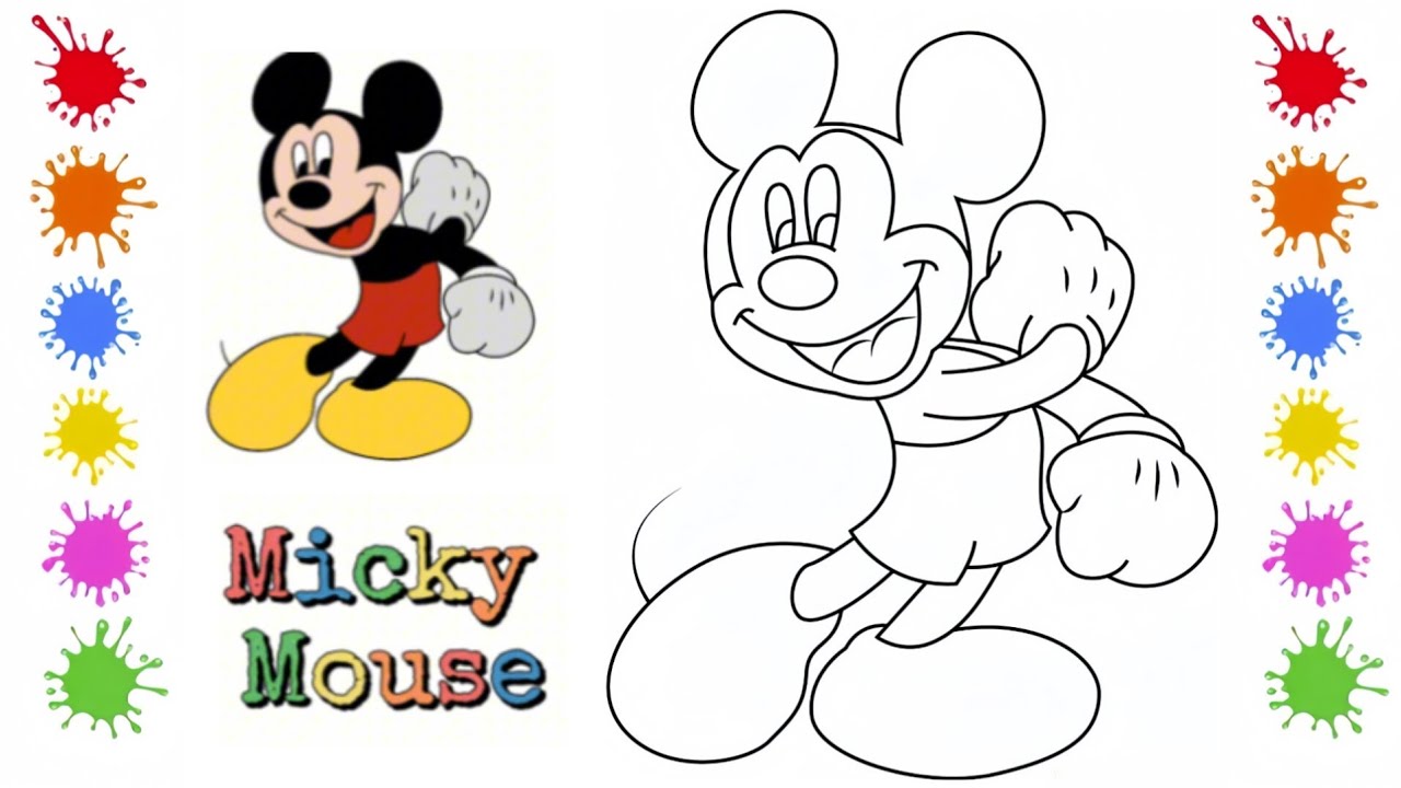 Micky Mouse Drawing and Coloring | How to Draw and Color Easy Drawing ...