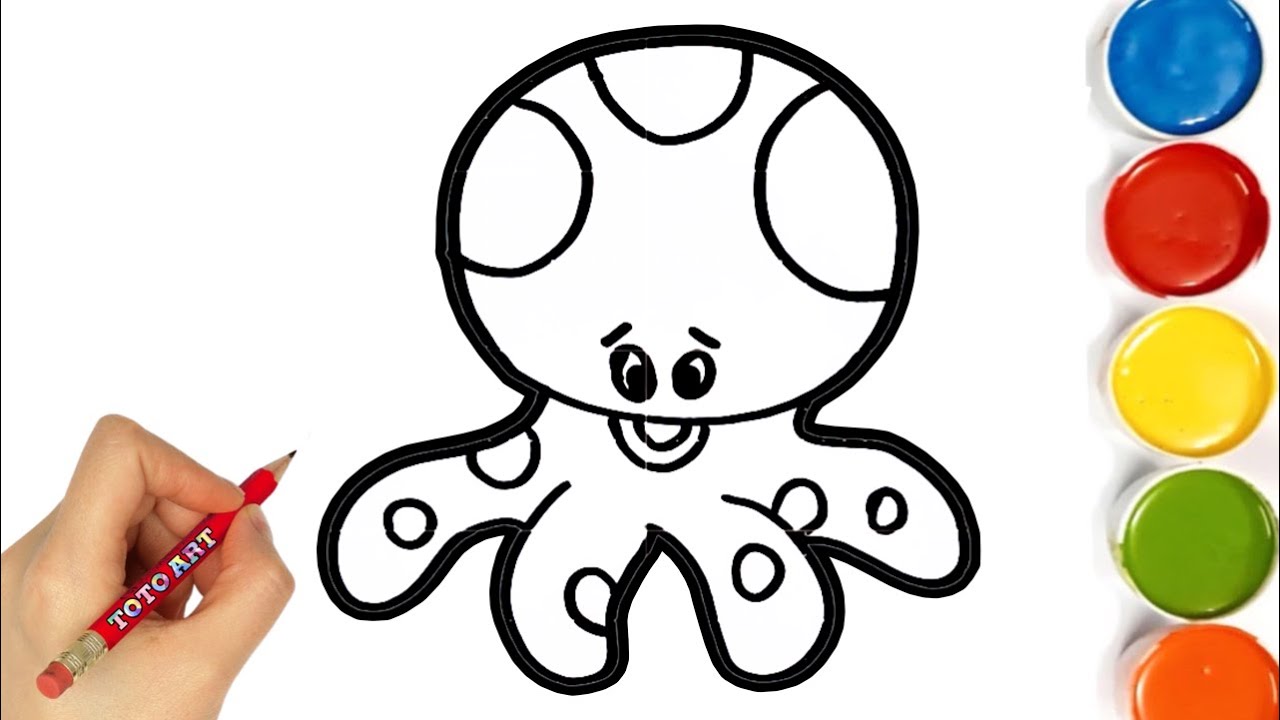 How to draw octopus -Colouring for Kids & Toddlers |Draw, Paint and ...