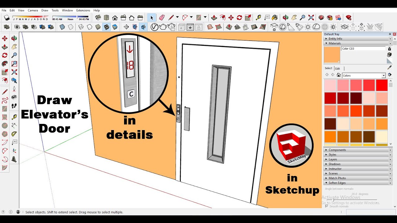how to model door for elevator in sketchup - YouTube